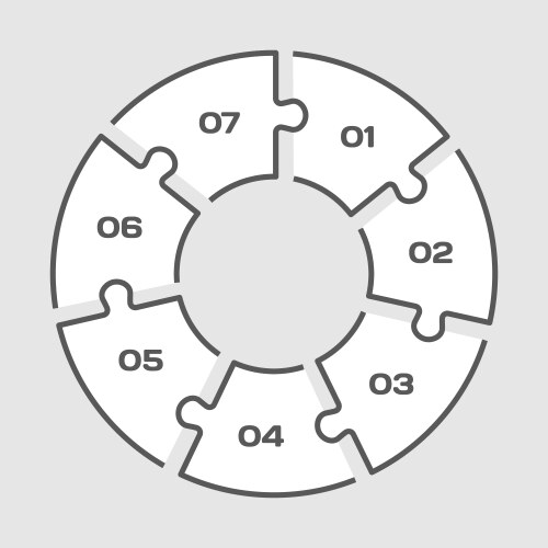 Seven steps line infographic puzzle template Vector Image