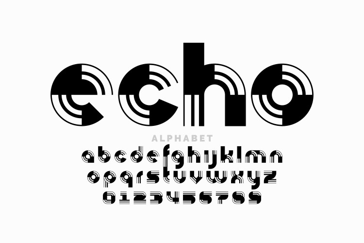 Echo retro style volume font Royalty Free Vector Image