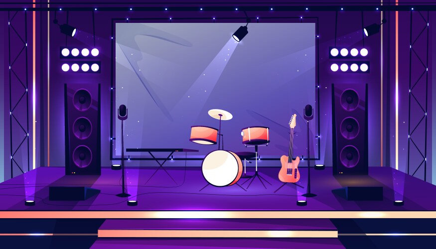 Concert stage with drums scene Royalty Free Vector Image