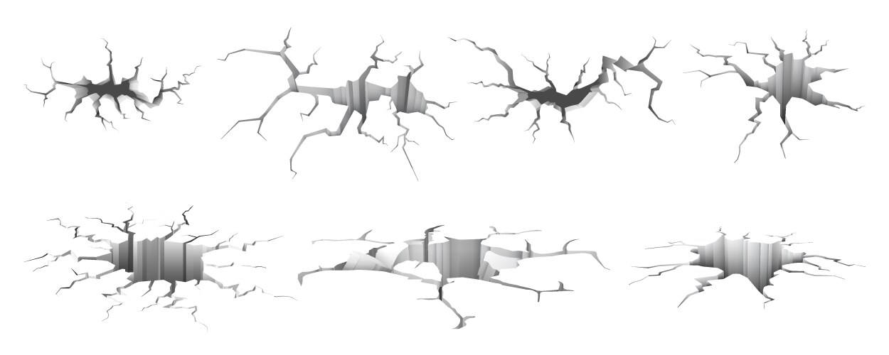 Realistic earthquake with ground crevices Vector Image