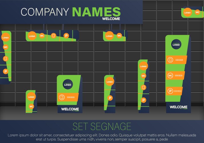 Exterior and interior signage concept direction Vector Image