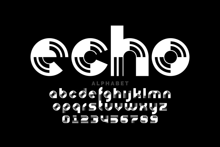 Echo retro style volume font Royalty Free Vector Image