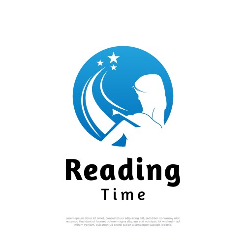 Happy children reading book logo design Royalty Free Vector