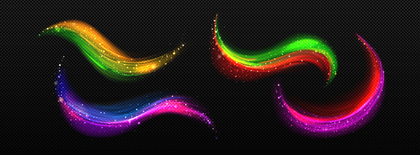Image of colorful light trails with motion Vector Image