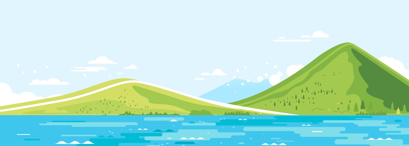 Green mountains flat style isolated Royalty Free Vector
