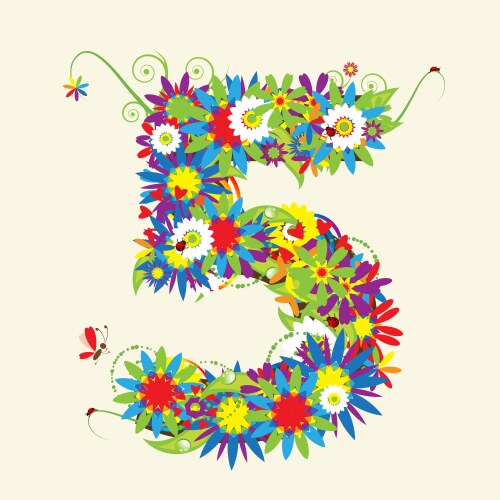 Floral numbers colorful flowers number 2 Vector Image