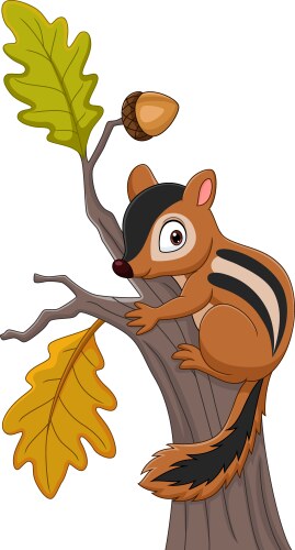 Cartoon squirrel in the tree hole Royalty Free Vector Image