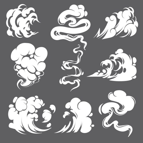 Comic explosion effect set dust smoke Royalty Free Vector