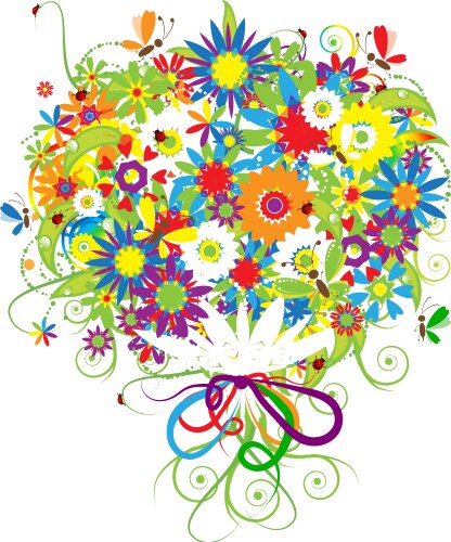 Flower bucket Royalty Free Vector Image - VectorStock