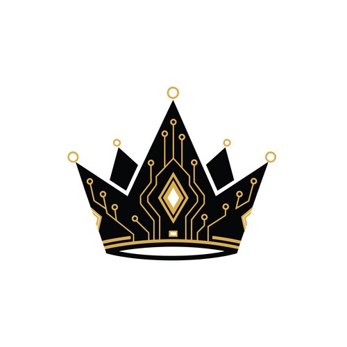 Gold Circuit Crown Icon – Royalty-Free Vector | VectorStock
