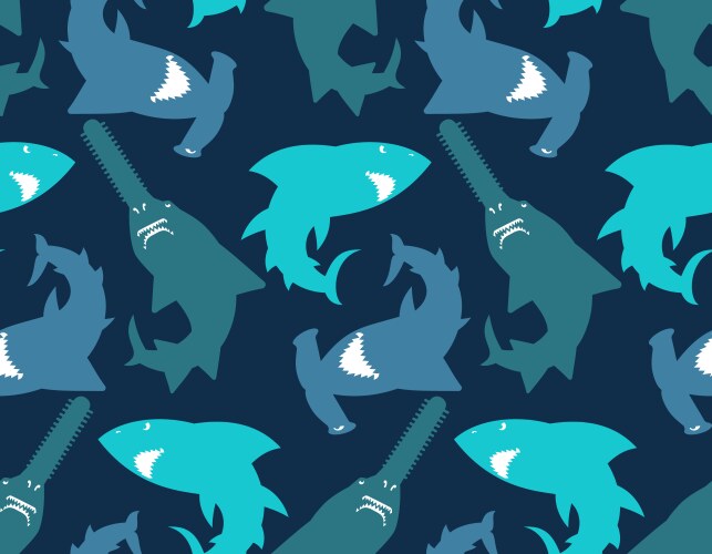 Shark pattern seamless sea predator background Vector Image