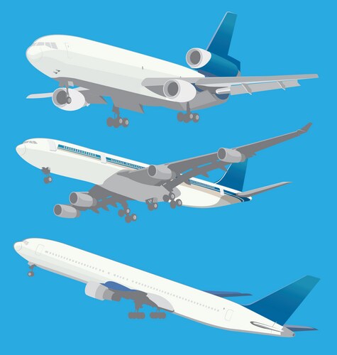 Two airplanes with blue and white colors Vector Image