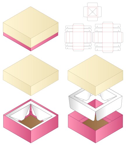 3D Box Cutout Template - Packaging Mockup Vector Image