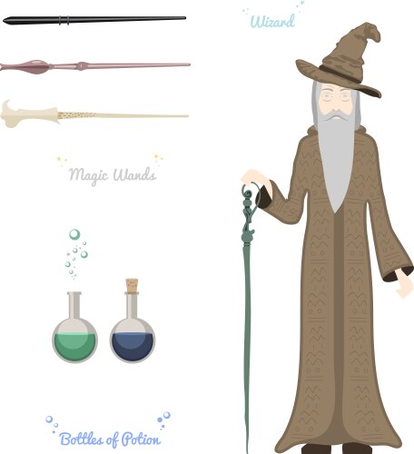 Medieval people characters with bard wizard Vector Image