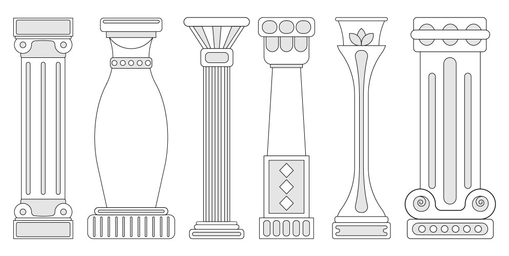 Roman column set greek pillar ancient Royalty Free Vector