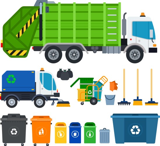 Metal trash icons collection Royalty Free Vector Image