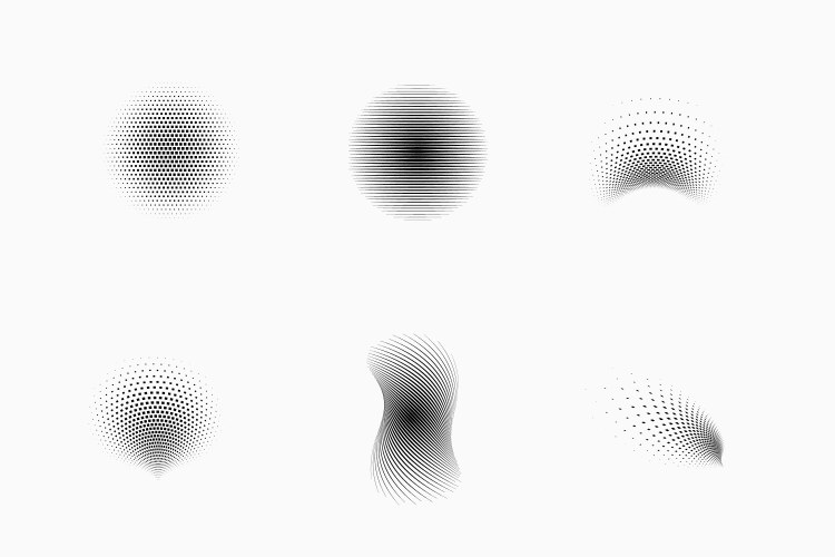 Set of dotted abstract forms Royalty Free Vector Image