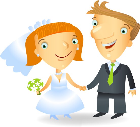 Cartoon kids playing bride and groom Royalty Free Vector