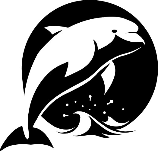 Dolphin Silhouette Over Ocean Waves – Royalty-Free Vector | VectorStock