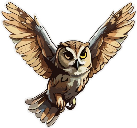 Flying owl with open wings and claws logo mascot Vector Image