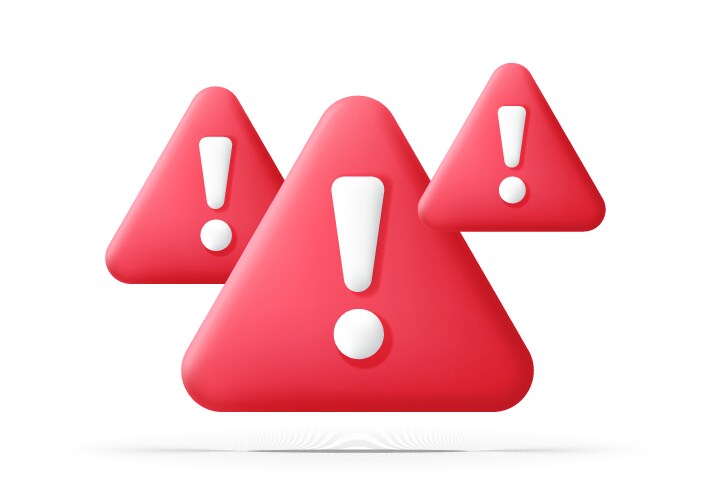 Red danger warning triangle 3d icon alert Vector Image