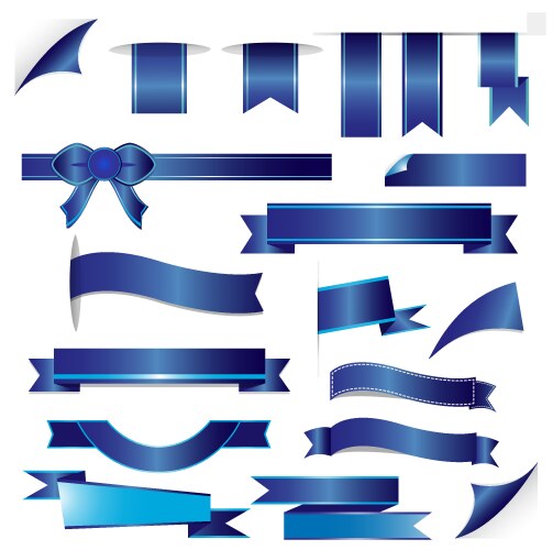 Set blue ribbons isolated on white background Vector Image