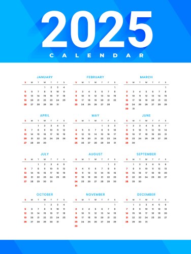 White blue 2025 desk calendar template Royalty Free Vector