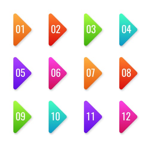 Super set arrow bullet point round shape flags Vector Image