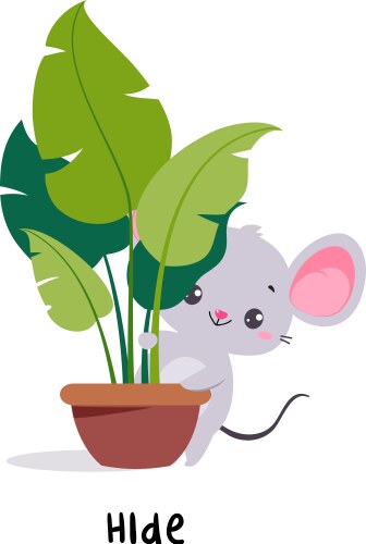 Little mouse and english language preposition Vector Image
