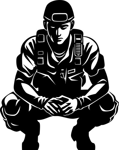 Sentinel shield soldier icon emblem valor kneel Vector Image