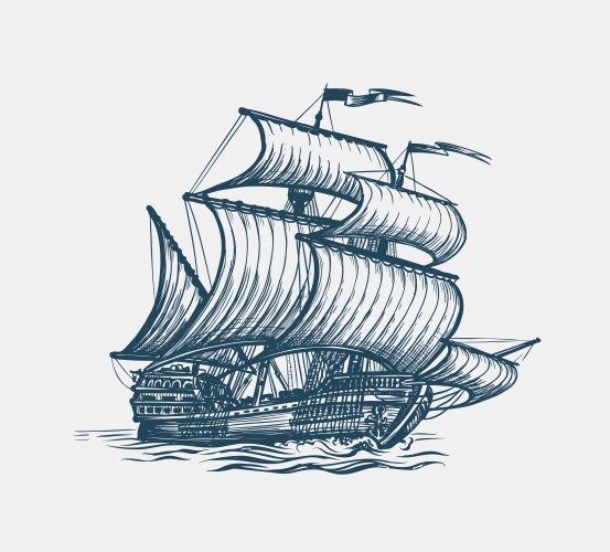 Vintage sailboat Royalty Free Vector Image - VectorStock