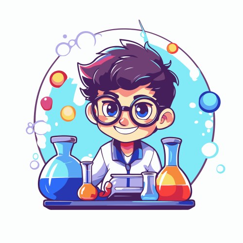 Cute boy scientist cartoon character science Vector Image