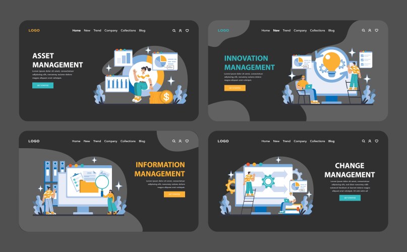 Management and support concept flat Royalty Free Vector