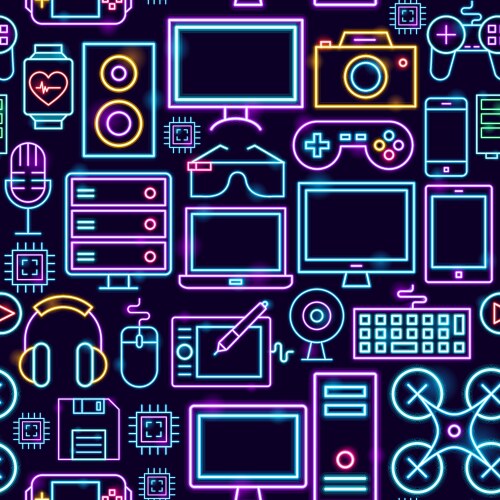 Computer technology neon concept Royalty Free Vector Image