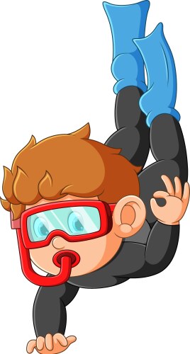 Cartoon boy diving in the sea Royalty Free Vector Image