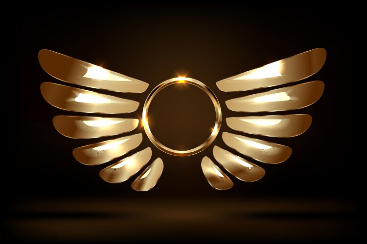 3d wings gold logo Royalty Free Vector Image - VectorStock