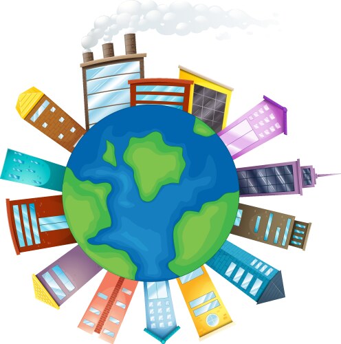 Building on the sphere earth three hundred sixty Vector Image