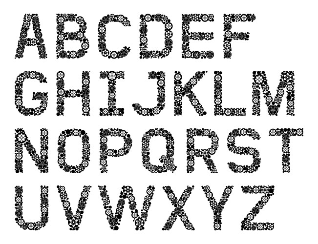 Random dot uppercase alphabet letters Royalty Free Vector