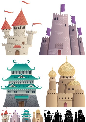 Cartoon castles Royalty Free Vector Image - VectorStock