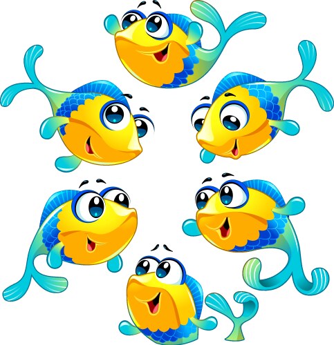 Cute tropical fish cartoon collection Royalty Free Vector
