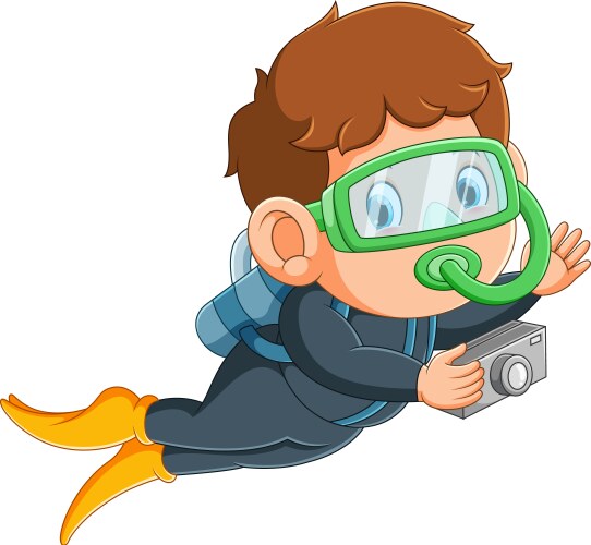 Diver boy cartoon Royalty Free Vector Image - VectorStock