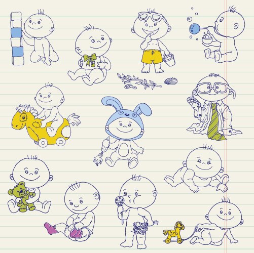 Little baby boy set Royalty Free Vector Image - VectorStock