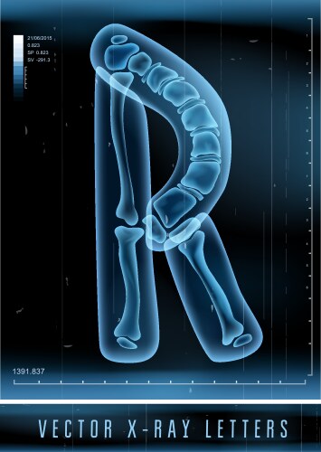 Blue 3d x ray style alphabet Royalty Free Vector Image