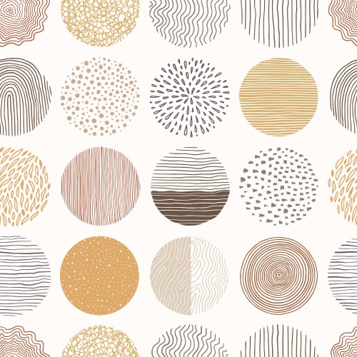 Hand drawn black white circle seamless pattern Vector Image
