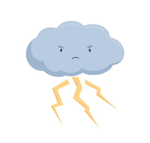 Cute angry cloud with thunder Royalty Free Vector Image