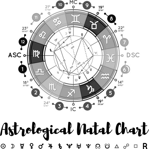 Creation of the natal chart and horoscope Vector Image