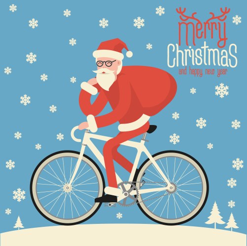 Santa claus riding a bike Royalty Free Vector Image