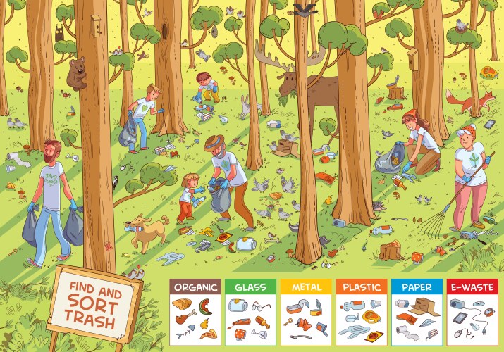 Children in playground find 10 hidden objects Vector Image