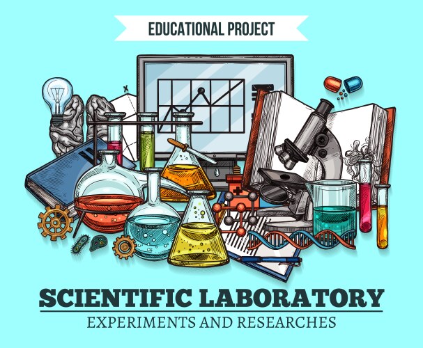 Diagnostic laboratory poster with lab equipments Vector Image
