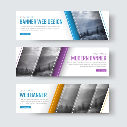 Template of white web banners with diagonal Vector Image